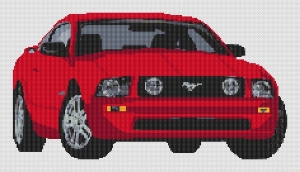 Ford Mustang Car 2005 cross stitch pattern Kit and Chart | Stitchtastic