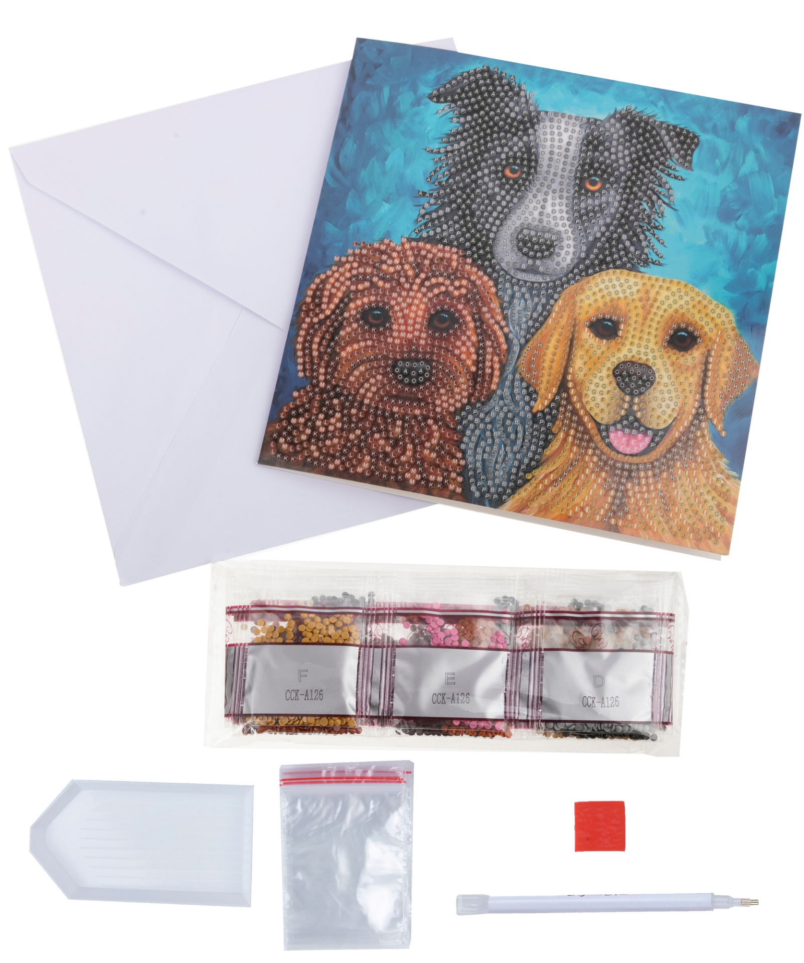 Dogs Portrait 18x18cm Crystal Art Card | Stitchtastic