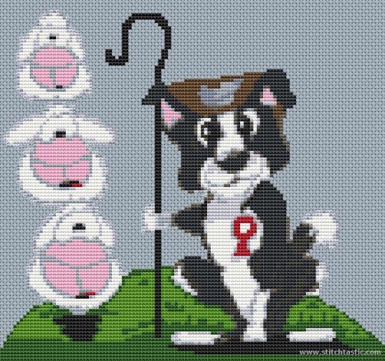 Border Collie Dog Caricature Cross Stitch Kit and Chart | Stitchtastic