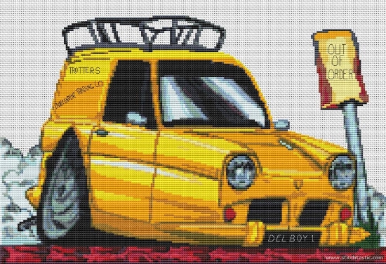 Del Boy Reliant Regal Van Cross Stitch Kit and Chart | Stitchtastic