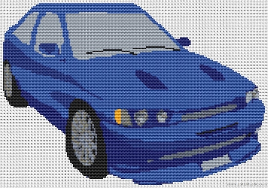 Ford Escort Cosworth Cross Stitch Pattern Kit and Chart | Stitchtastic