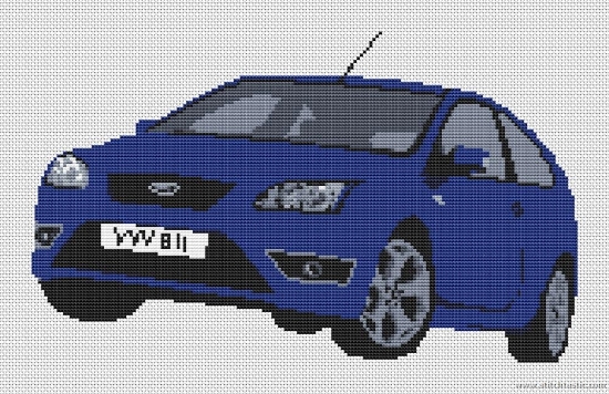Ford Focus ST Cross Stitch Pattern Kit and Chart | Stitchtastic