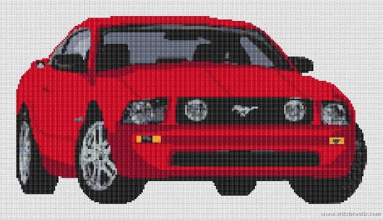 Ford Mustang Car 2005 cross stitch pattern Kit and Chart | Stitchtastic
