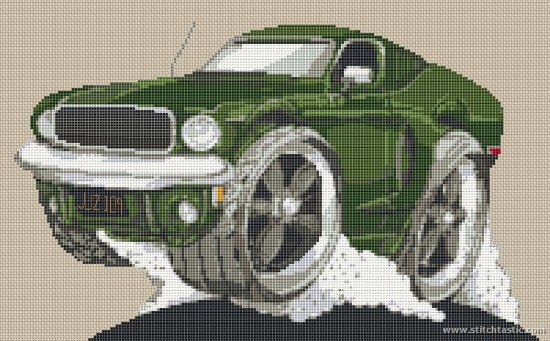 Ford Mustang GT Bullit Car Cross Stitch Kit and Chart | Stitchtastic
