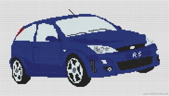 Ford RS Focus Cross Stitch Pattern Kit and Chart | Stitchtastic
