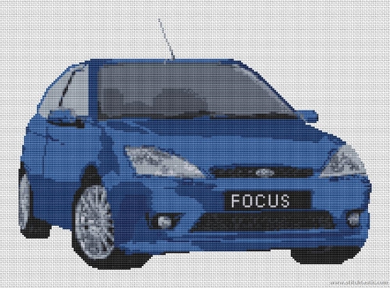Ford ST170 Focus Cross Stitch Pattern Kit and Chart | Stitchtastic