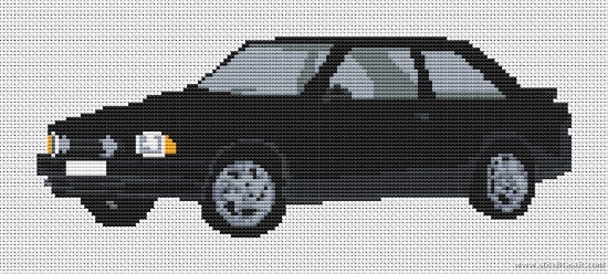 Ford XR3 Escort Cross Stitch Pattern Kit and Chart | Stitchtastic