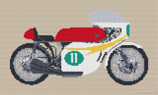 Honda 250 GP racer 1966 Motorcycle Cross Stitch Kit and Chart ...
