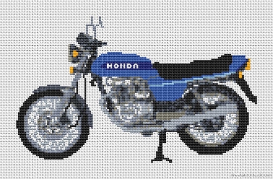 Honda Superdream Motorcycle Cross Stitch Kit and Chart | Stitchtastic