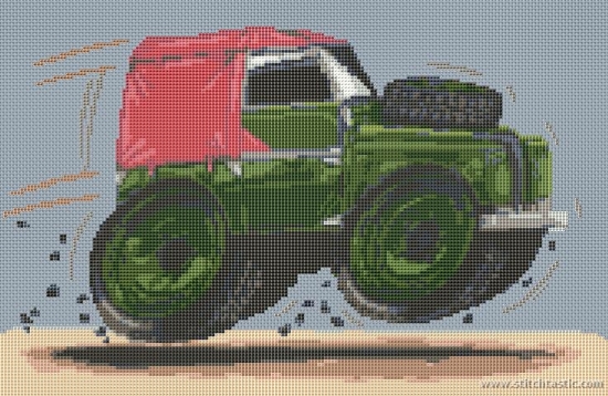 Land Rover Series II Caricature Cross Stitch Kit and Chart | Stitchtastic