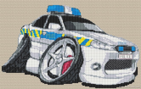 Mondeo Police Car Cross Stitch Kit and Chart | Stitchtastic