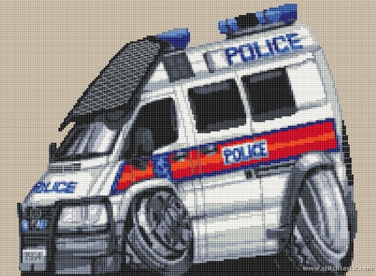 Police Transit Van Cross Stitch Kit and Chart | Stitchtastic