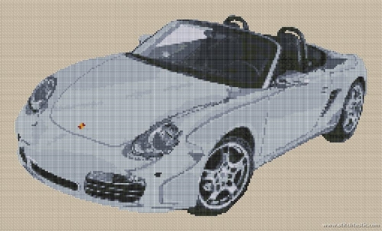 Porsche Boxster 2005 Cross Stitch Kit and Chart | Stitchtastic