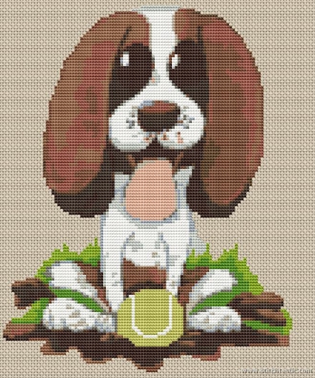 Springer Spaniel Puppy Caricature Cross Stitch Kit and Chart | Stitchtastic