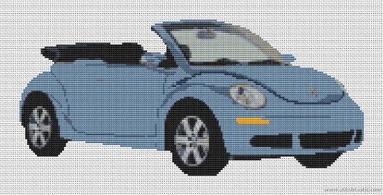 Volkswagen Beetle Convertable Cross Stitch Pattern Kit and Chart ...