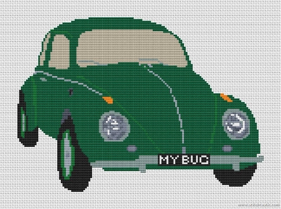 Volkswagen Beetle Cross Stitch Kit and Chart | Stitchtastic