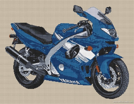 Yamaha 600 2005 Motorcycle Cross Stitch Pattern Kit and Chart ...
