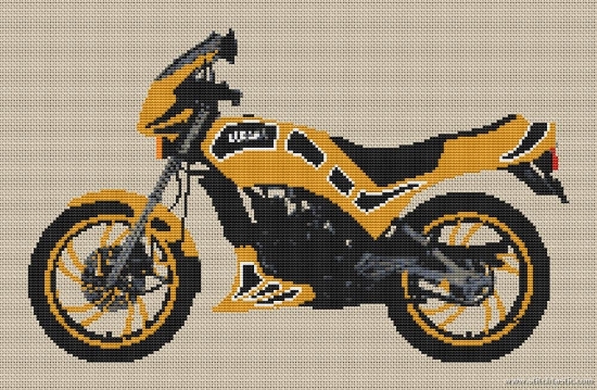 Yamaha RD Motor bike Cross Stitch Pattern Kit and Chart | Stitchtastic