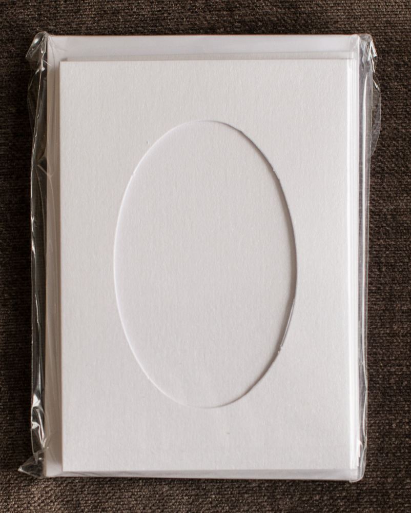 Oval Aperture A5 Cards - White Shimmer (Pack Of 4) | Stitchtastic