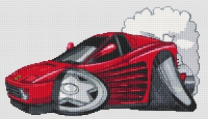 Ferrari Testarossa Caricature Cross Stitch Kit and Chart | Stitchtastic