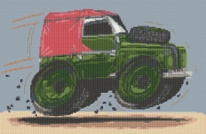 Land Rover Series II Caricature Cross Stitch Kit and Chart | Stitchtastic