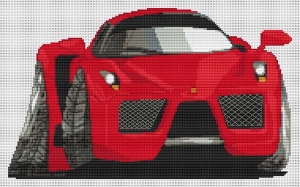 Ferrari Enzo Caricature Cross Stitch Kit and Chart | Stitchtastic