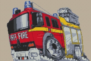 London Fire Engine Cross Stitch Kit and Chart | Stitchtastic