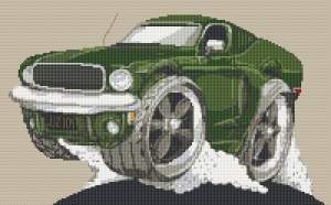 Ford Mustang GT Bullit Car Cross Stitch Kit and Chart | Stitchtastic