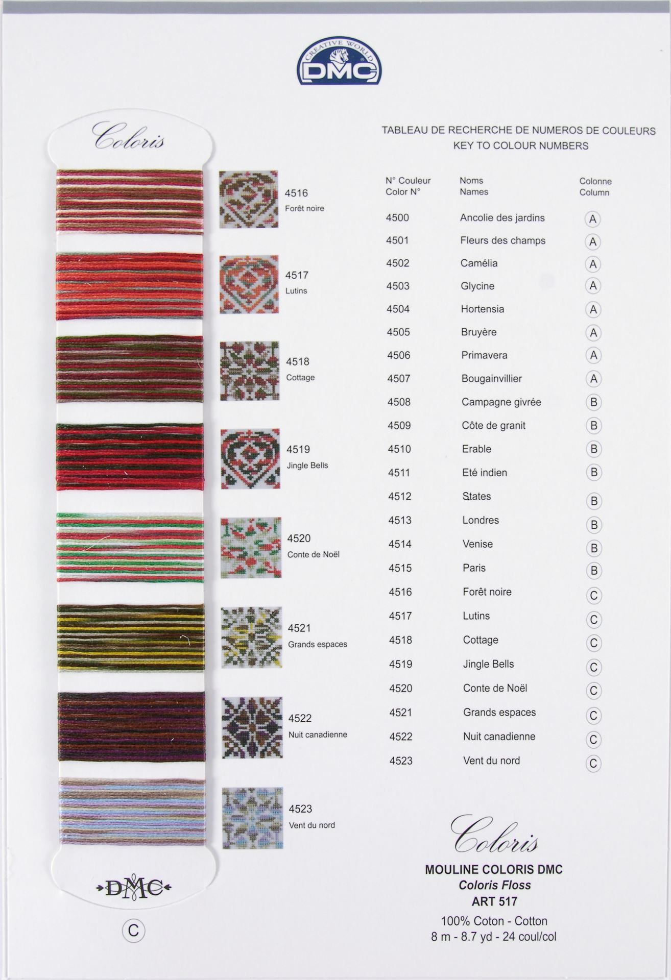 DMC Coloris Floss Shade Card (real threads) - W517 | Stitchtastic