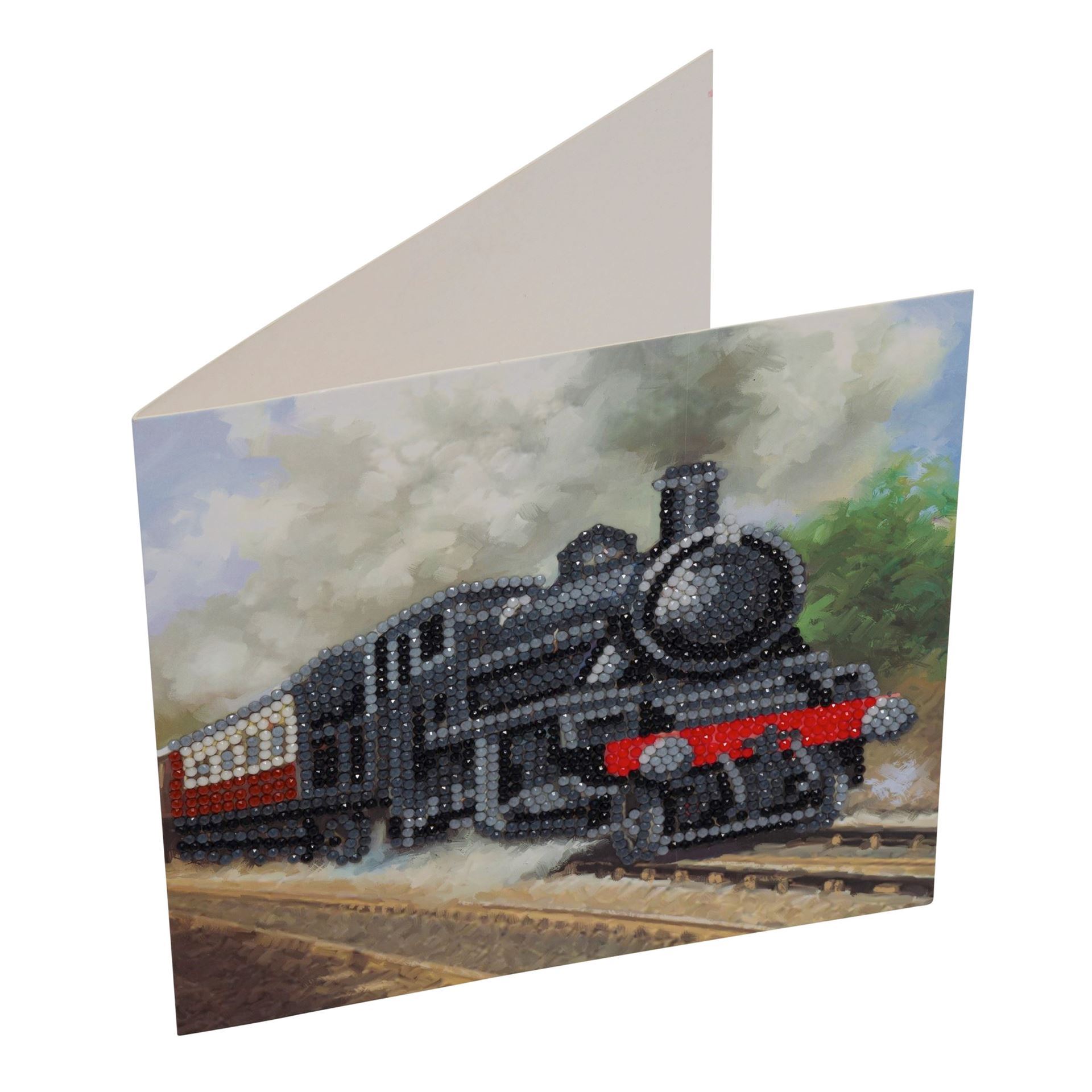Train, 18x18cm Crystal Art Card | Stitchtastic