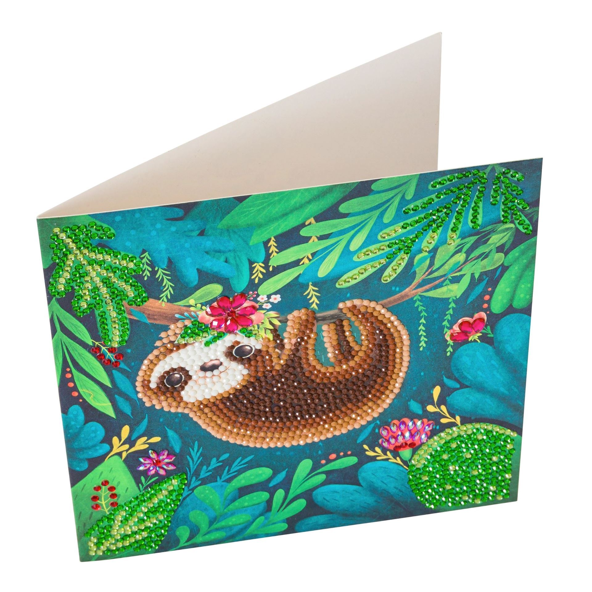 Sloth, 18x18cm Crystal Art Card | Stitchtastic