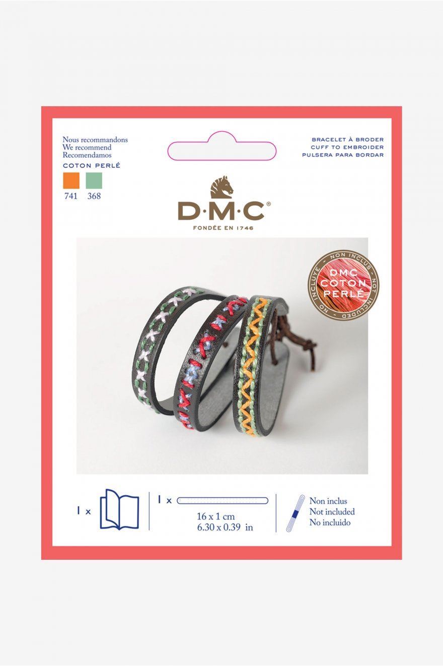 DMC Leatherette Bracelet Embroidery Kit Narrow | Stitchtastic