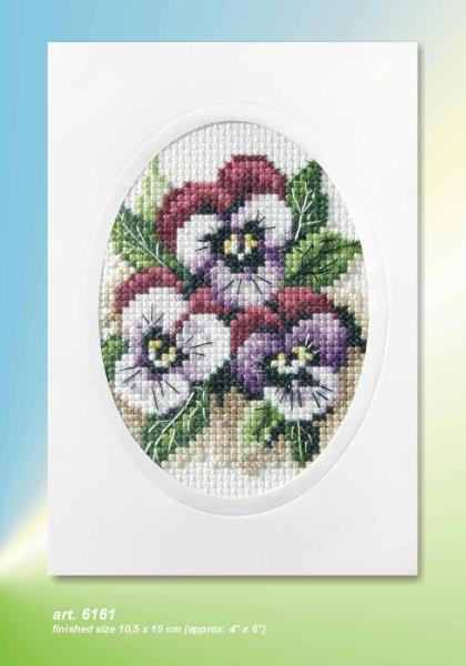 Pansies - Printed Cross Stitch Card Kit by Orchidea | Stitchtastic