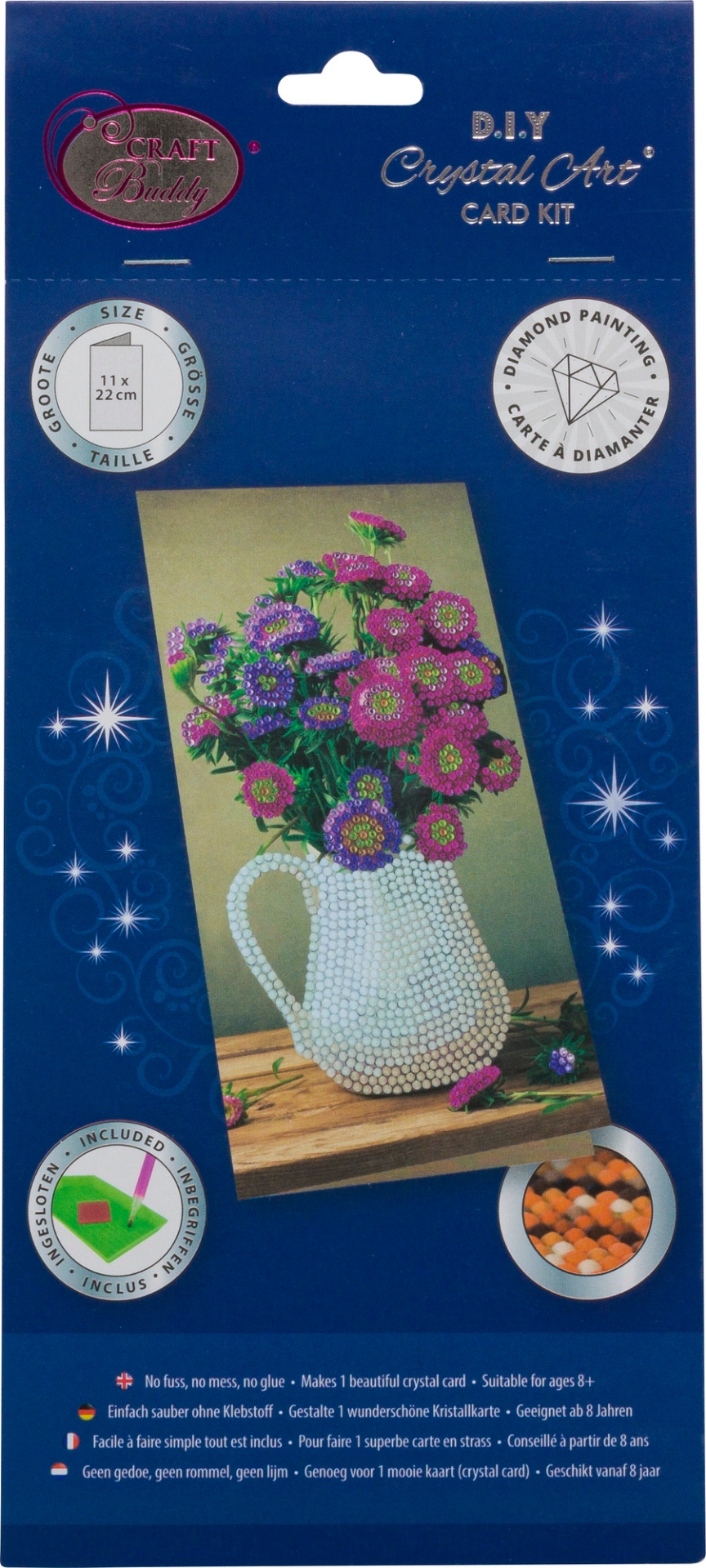 Flower Vase - 11x22cm Crystal Art Card | Stitchtastic