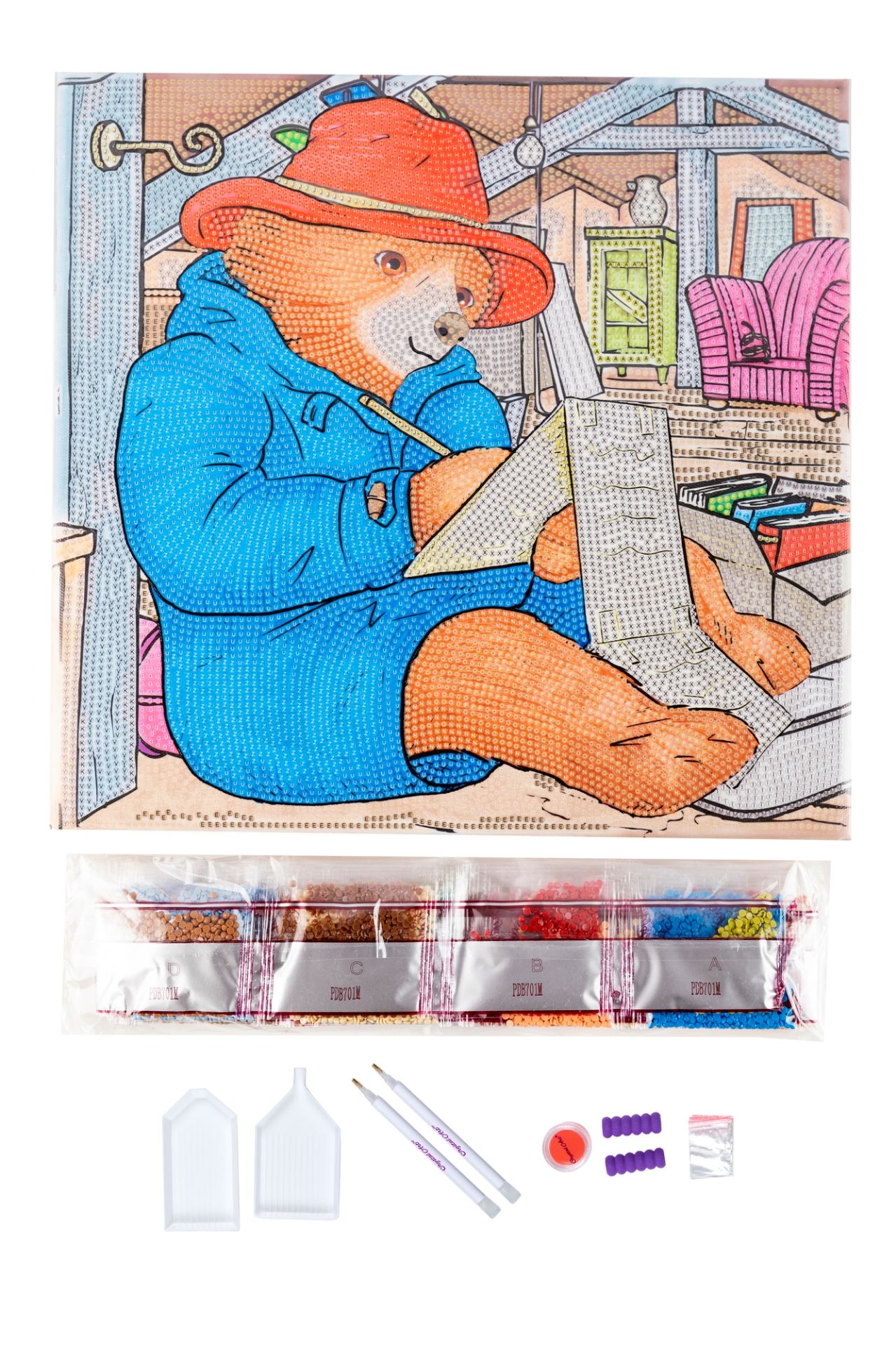 Paddington "Writing a Letter" 30cm x 30cm Crystal Art Framed Canvas ...