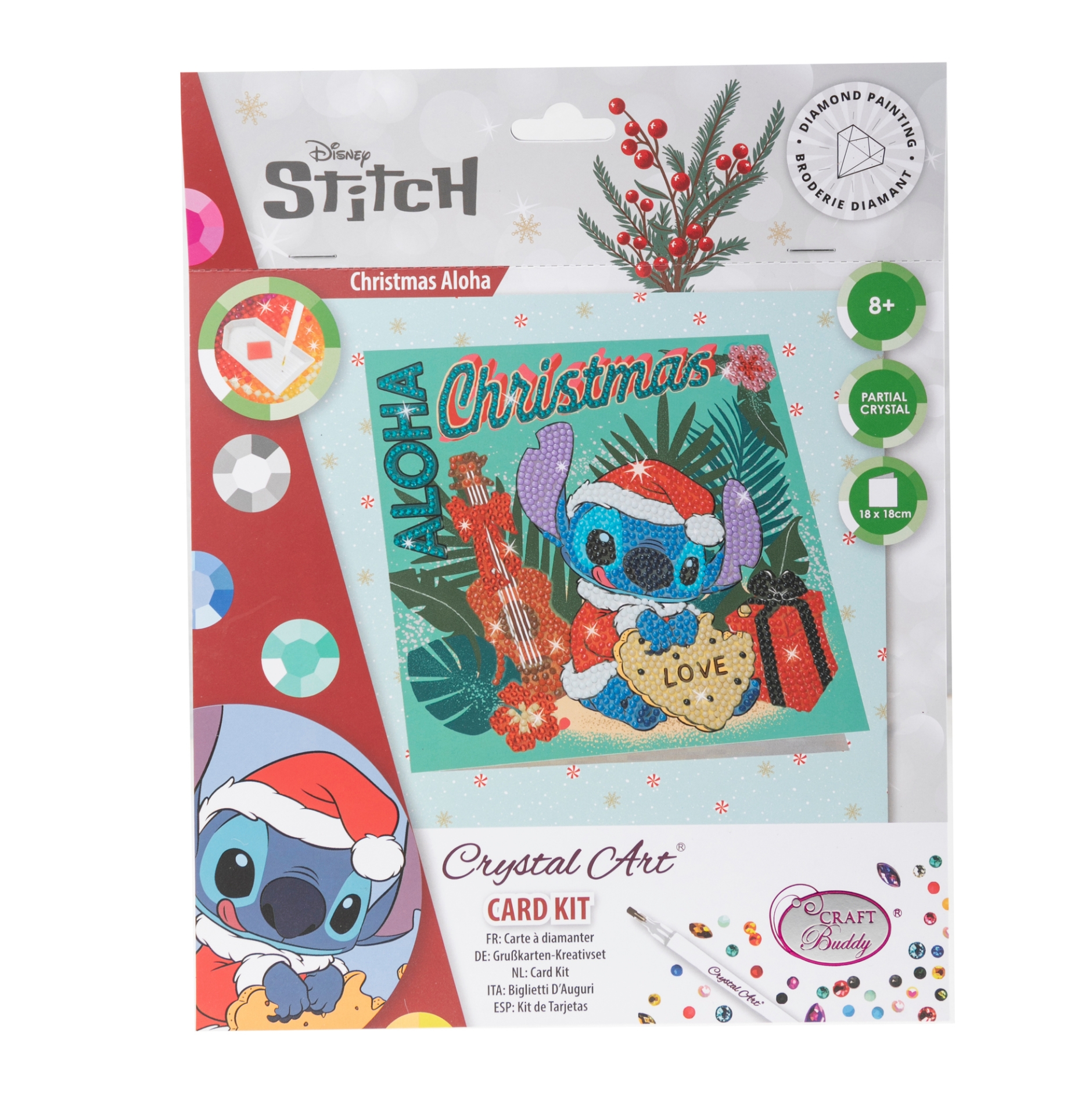 Christmas Aloha Stitch 18x18cm Crystal Art Card | Stitchtastic