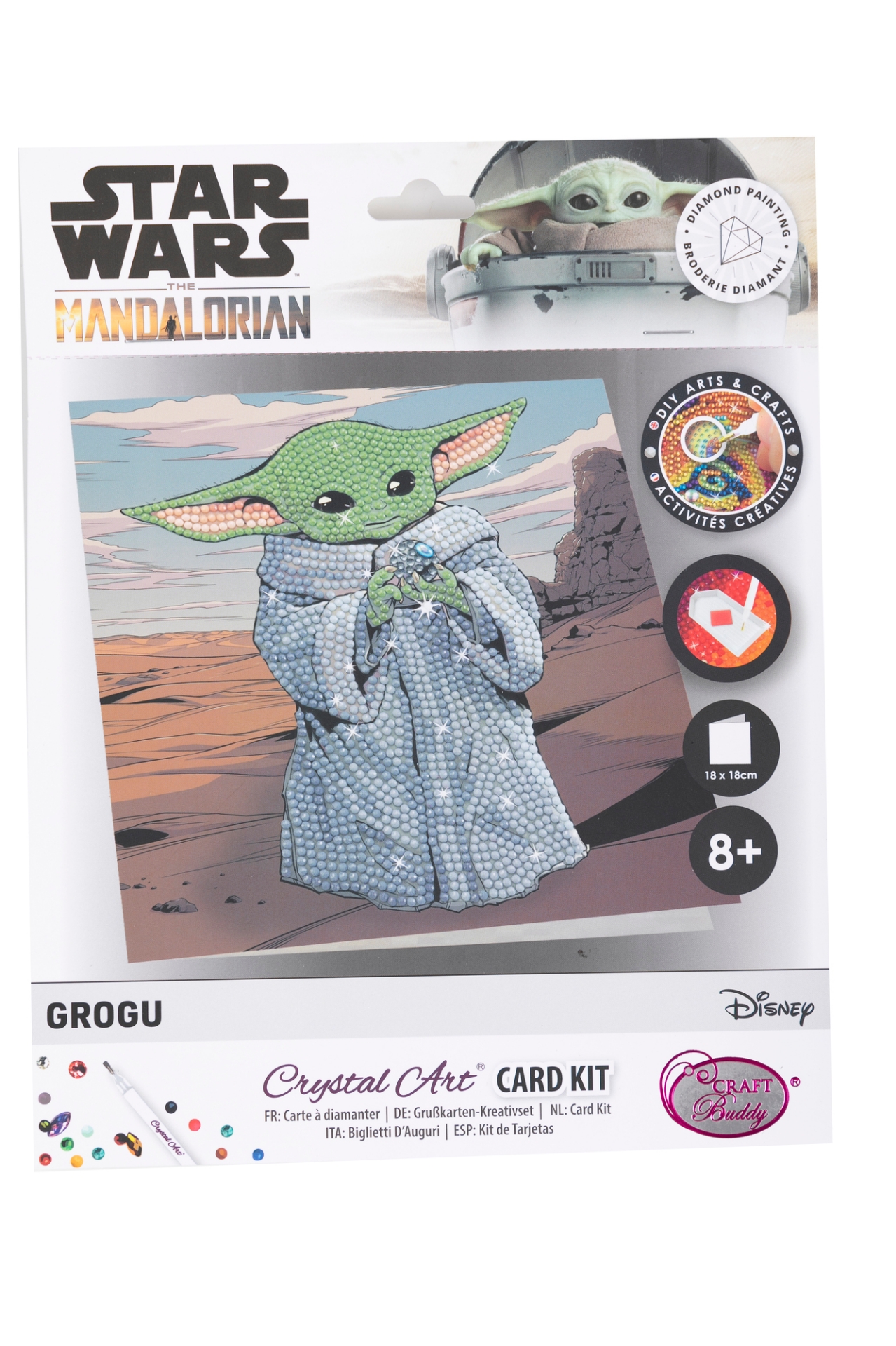 Grogu (Star Wars)- 18x18cm Crystal Art Card | Stitchtastic
