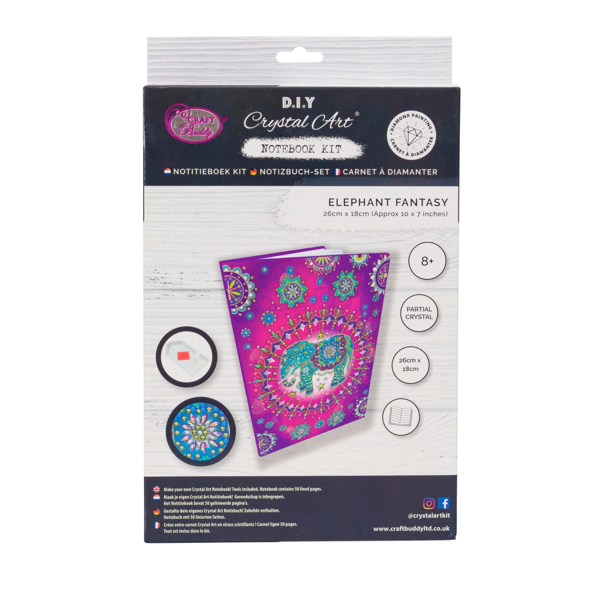 Elephant Fantasy 26X18CM Crystal Art Notebook | Stitchtastic