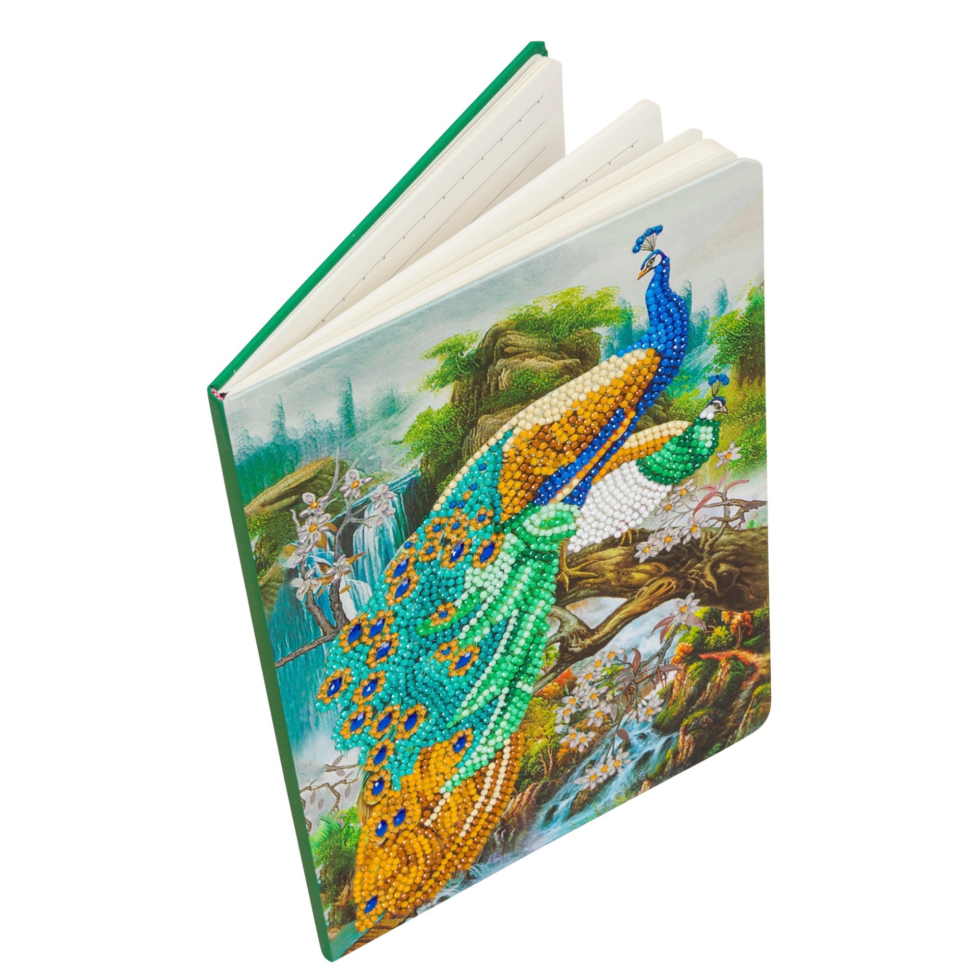 Peacock Waterfall 26X18CM Crystal Art Notebook | Stitchtastic
