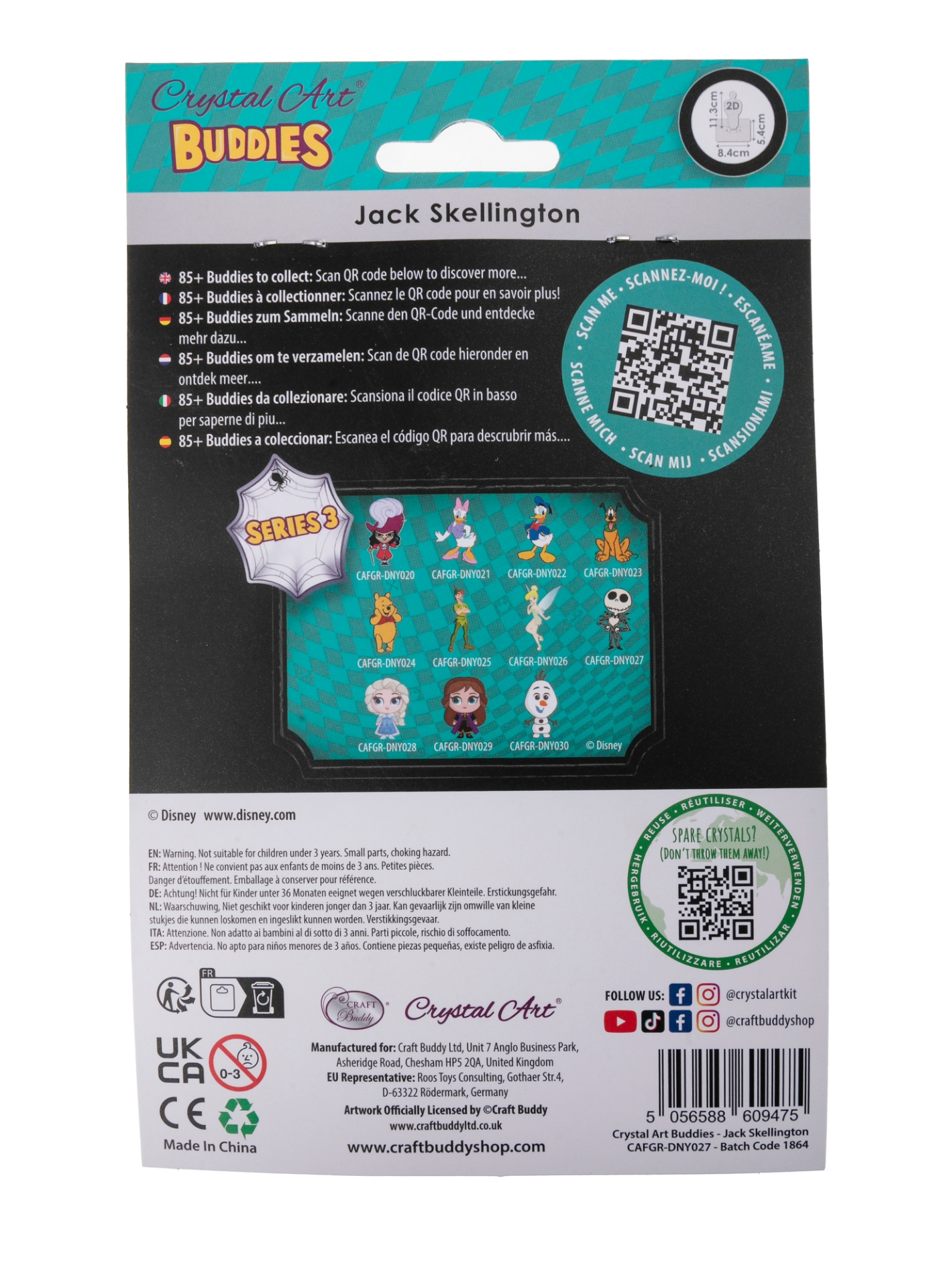 Jack Skellington - Crystal Art Buddy Kit (Disney) | Stitchtastic