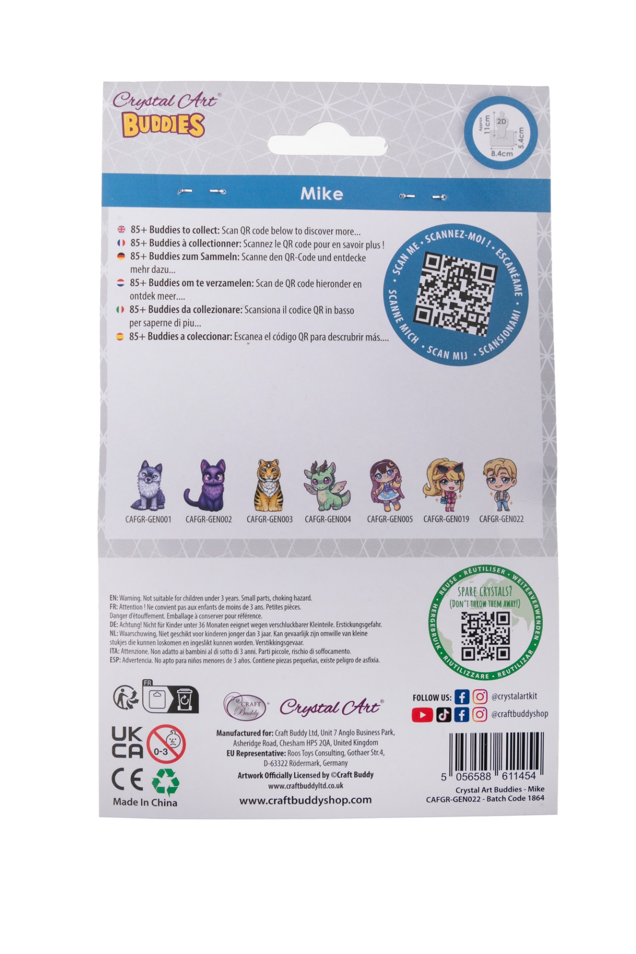 Mike - Crystal Art Buddy Kit | Stitchtastic