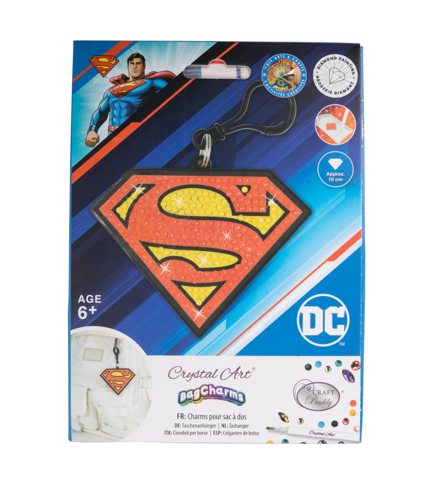 Superman - Crystal Art Bag Charm (DC) | Stitchtastic