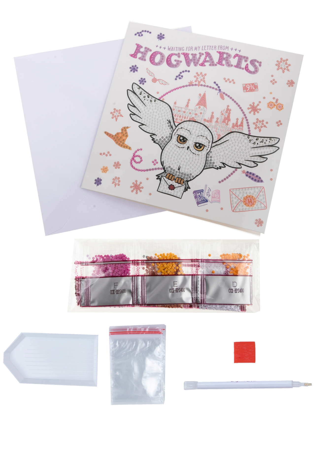 Hogwarts & Hedwig 18x18cm Crystal Art Card | Stitchtastic