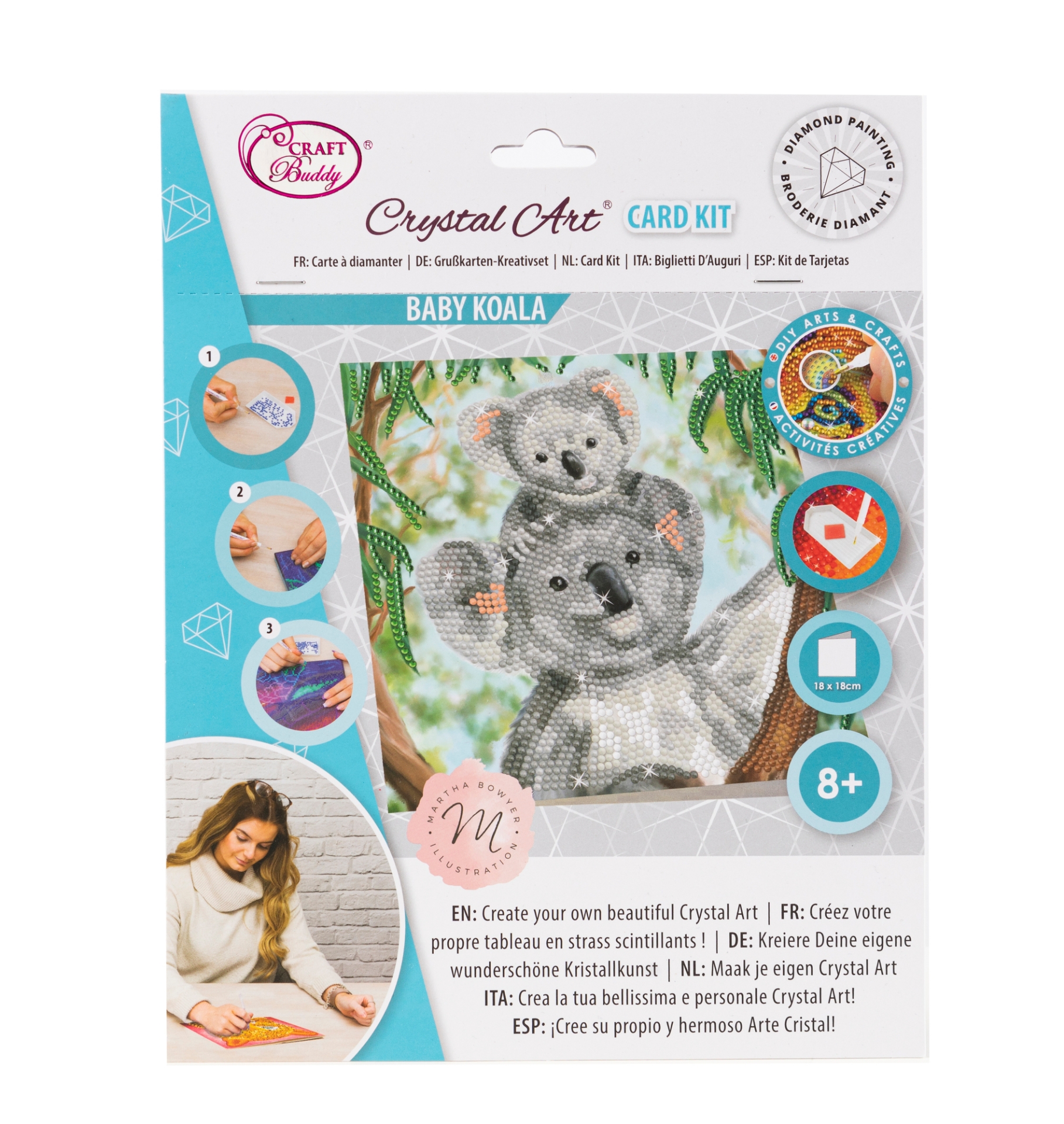 Baby Koala 18x18cm Crystal Art Card | Stitchtastic