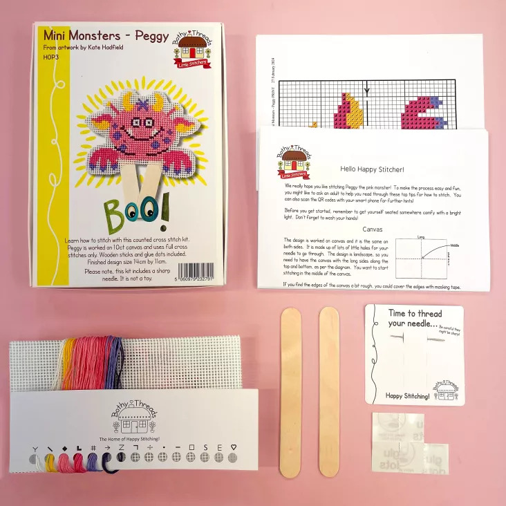 Mini Monsters - Peggy Cross Stitch Kit by Bothy Threads | Stitchtastic