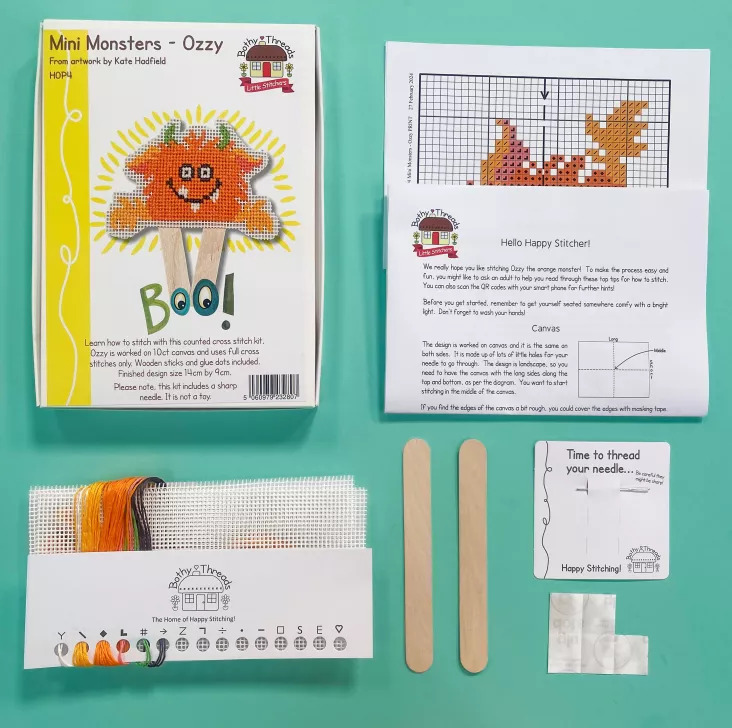 Mini Monsters - Ozzy Cross Stitch Kit by Bothy Threads | Stitchtastic