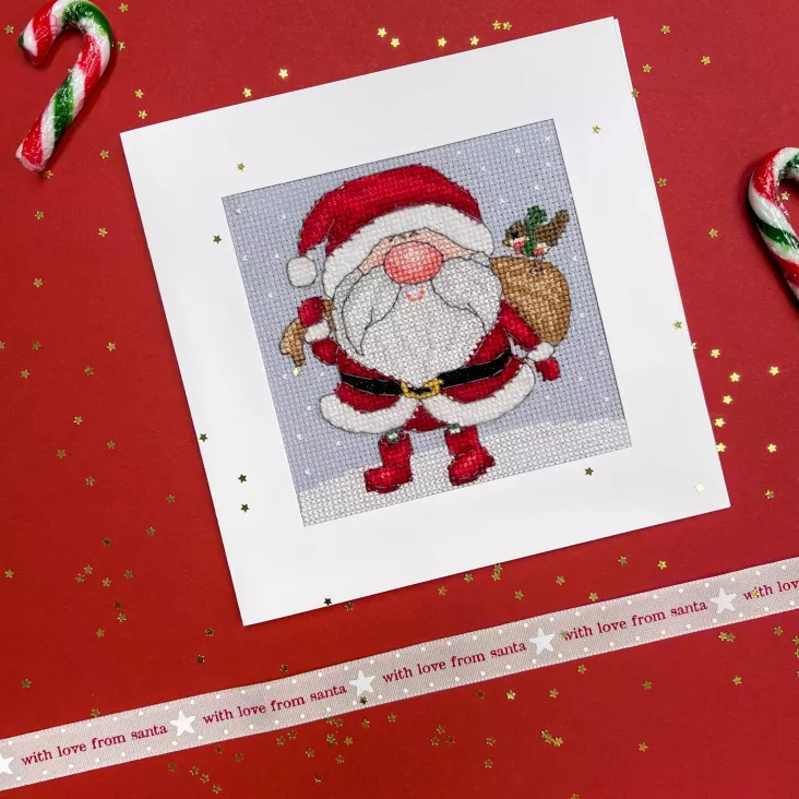 Jolly Santa - Christmas Card Cross Stitch Kit by Bothy Threads | Stitchtastic