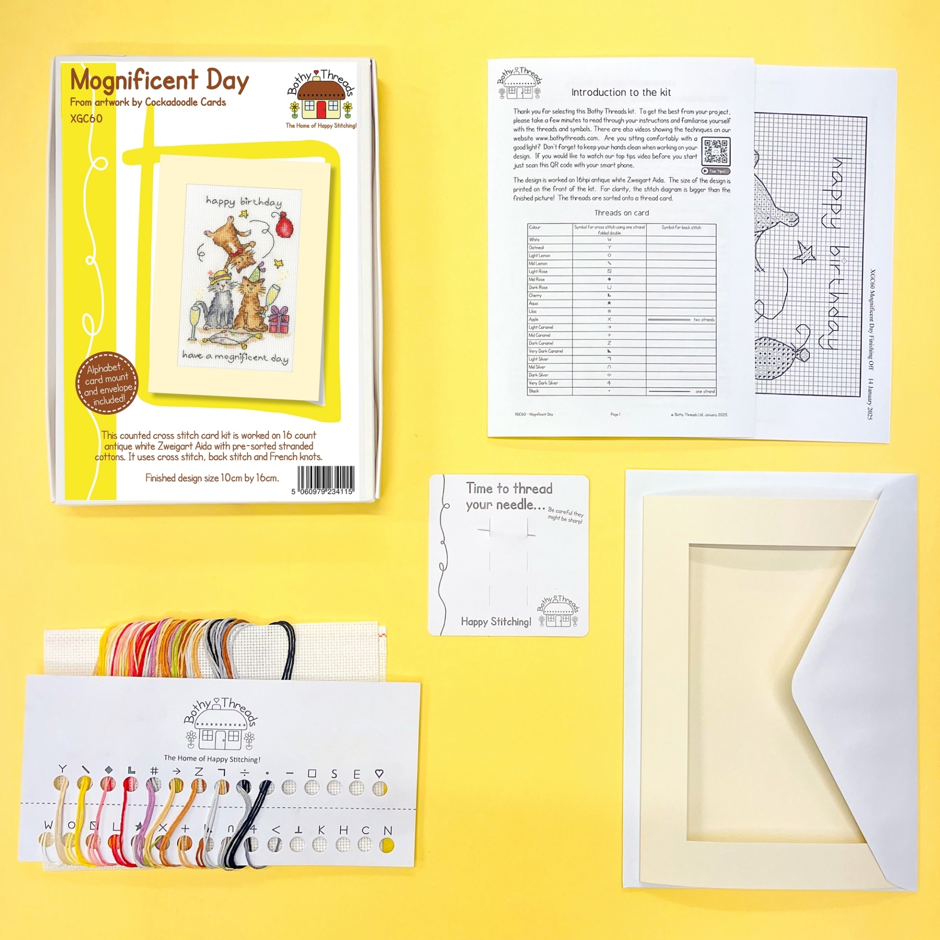 Mognificent Day Cats Card Cross Stitch Kit by Bothy Threads | Stitchtastic