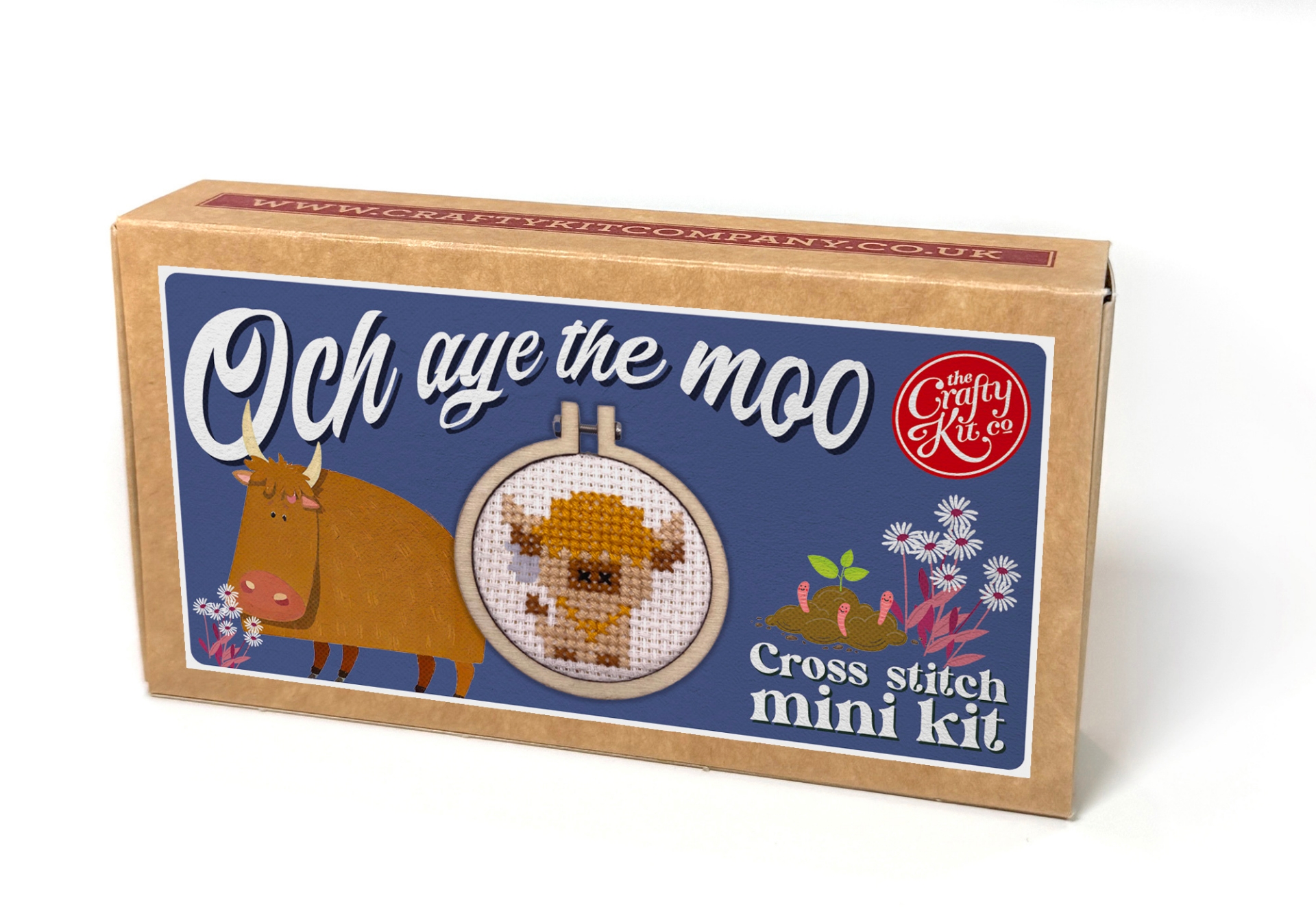 Och aye the moo (Highland Cow) - Mini Matchbox Cross Stitch Kit With ...