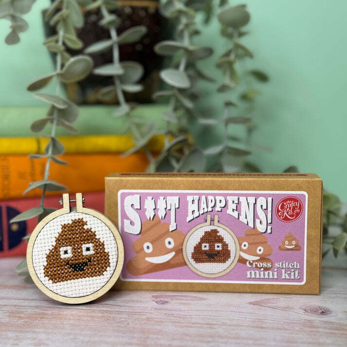 S**t happens (poo emoji) - Mini Matchbox Cross Stitch Kit With Hoop ...
